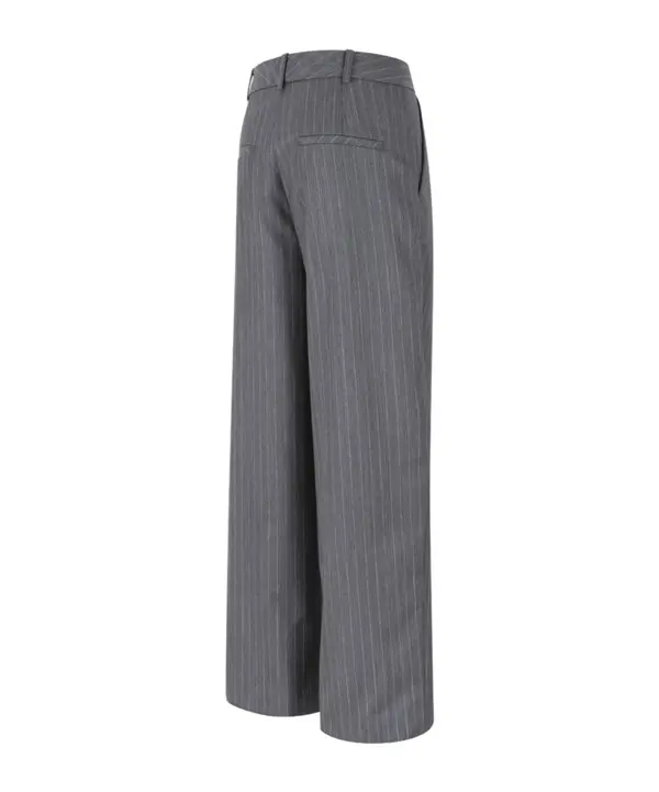 ANINE BING Pinstriped Pleated Trousers - Grey