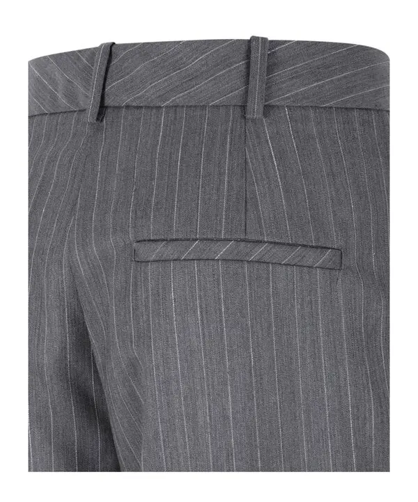 ANINE BING Pinstriped Pleated Trousers - Grey
