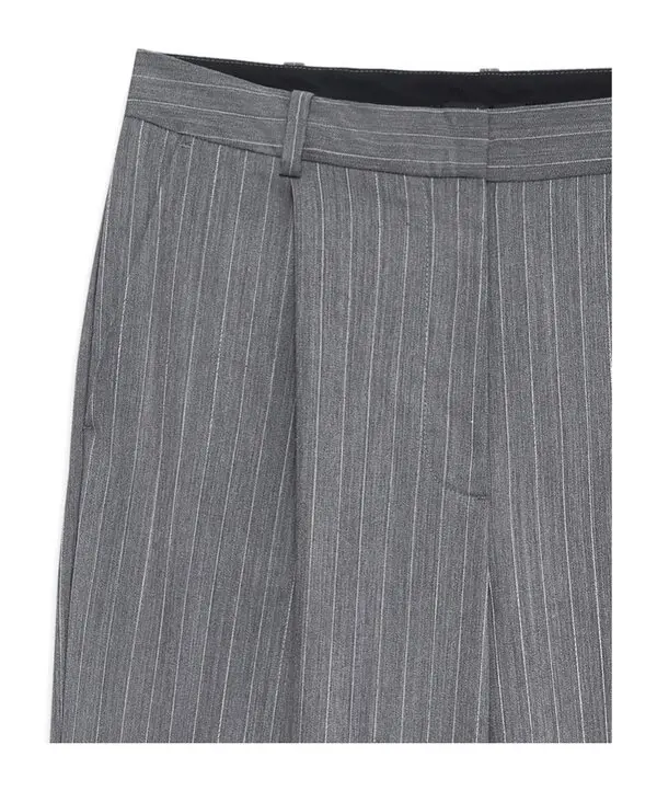 ANINE BING Pinstriped Pleated Trousers - Grey