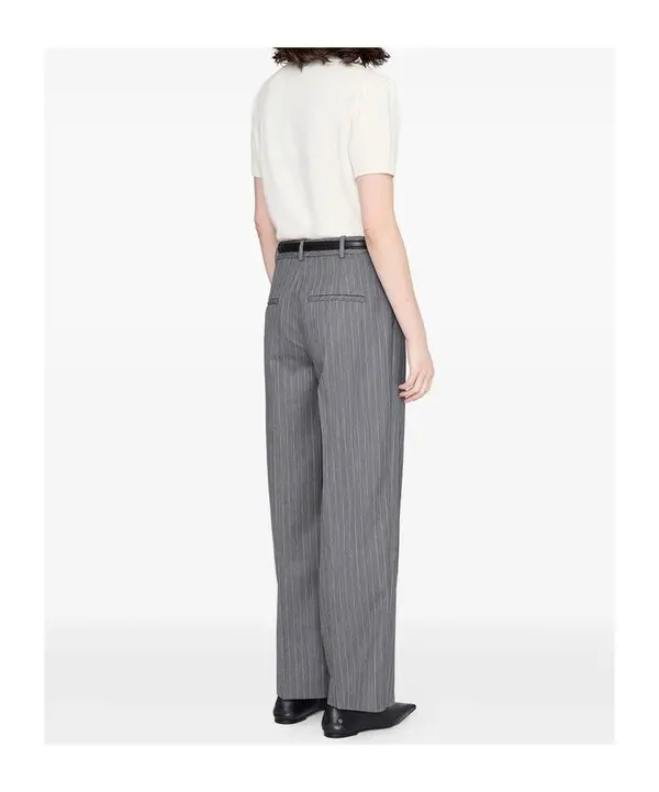 ANINE BING Pinstriped Pleated Trousers - Grey