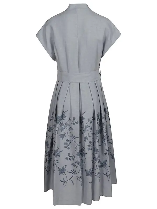 Eleventy Floral Embroidered Midi Dress