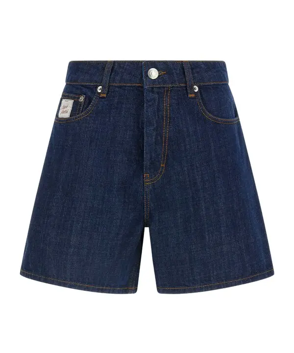 AMI Paris Heritage Label Contrast Stitch Bermuda Shorts - Black