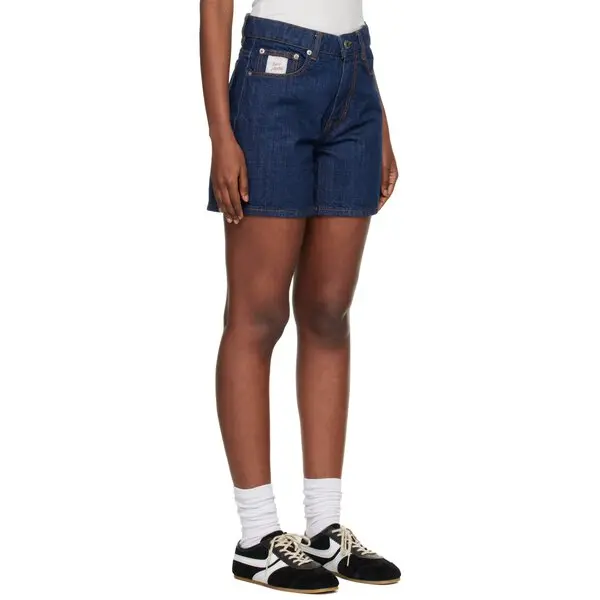 AMI Paris Heritage Label Contrast Stitch Bermuda Shorts - Black