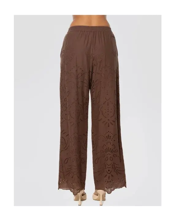 ERMANNO FIRENZE Embroidered Wide-leg Pants - Brown