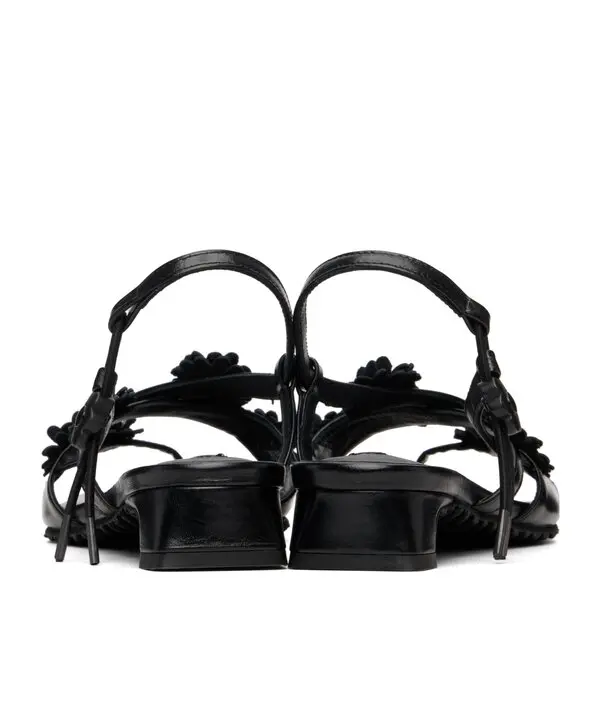 Cecilie Bahnsen Square-toe High-heeled Sandals With Floral Appliqués - Black