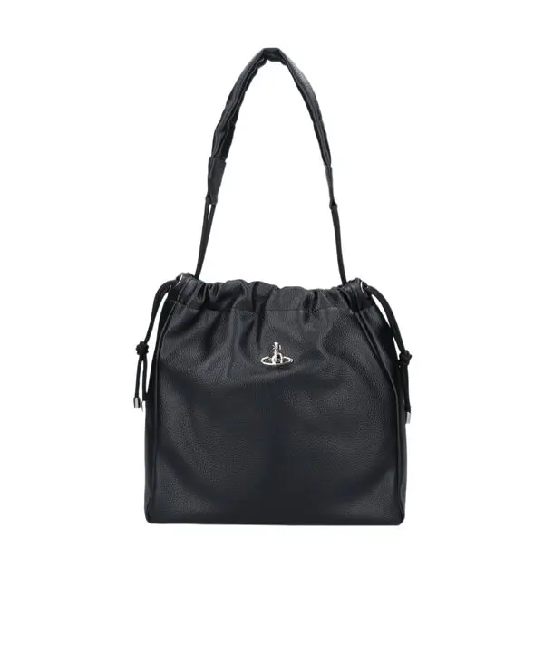 VIVIENNE WESTWOOD Orb Plaque Drawstring Tote Bag - Black