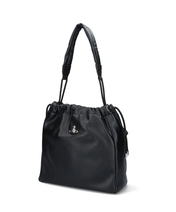 VIVIENNE WESTWOOD Orb Plaque Drawstring Tote Bag - Black