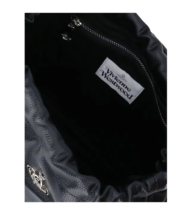 VIVIENNE WESTWOOD Orb Plaque Drawstring Tote Bag - Black