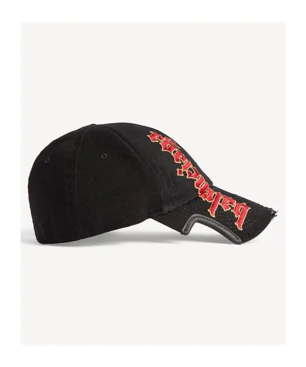 Balenciaga Distressed Gothic Logo Baseball Cap