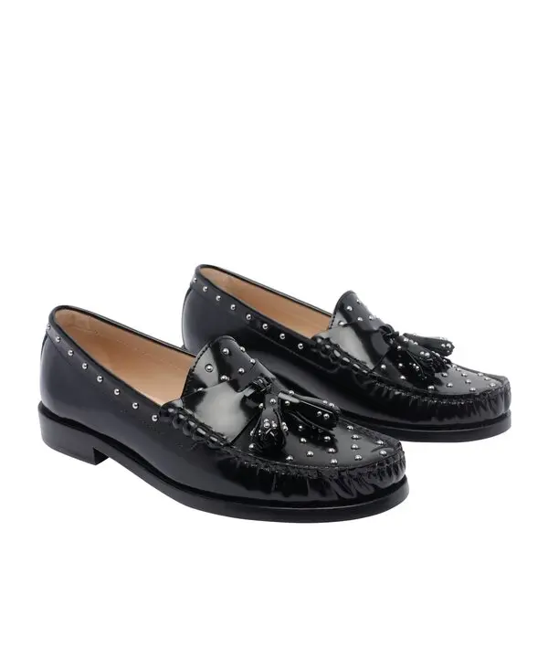 STUART WEITZMAN Embellished Tassel Loafers - Black
