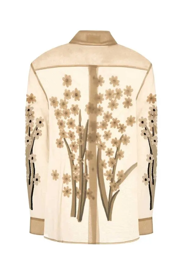 Khaite Long-sleeved Floral Shirt - Nude