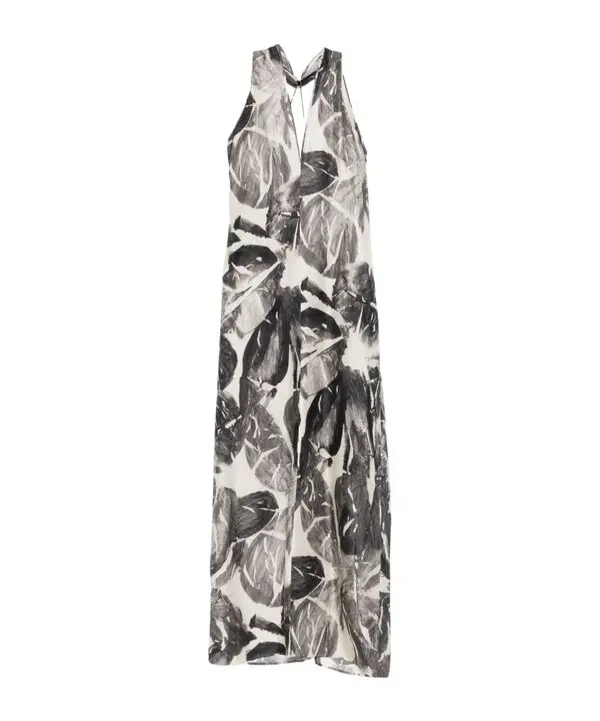 ALYSI V-neck Maxi Dress With Printed Detail - Gray