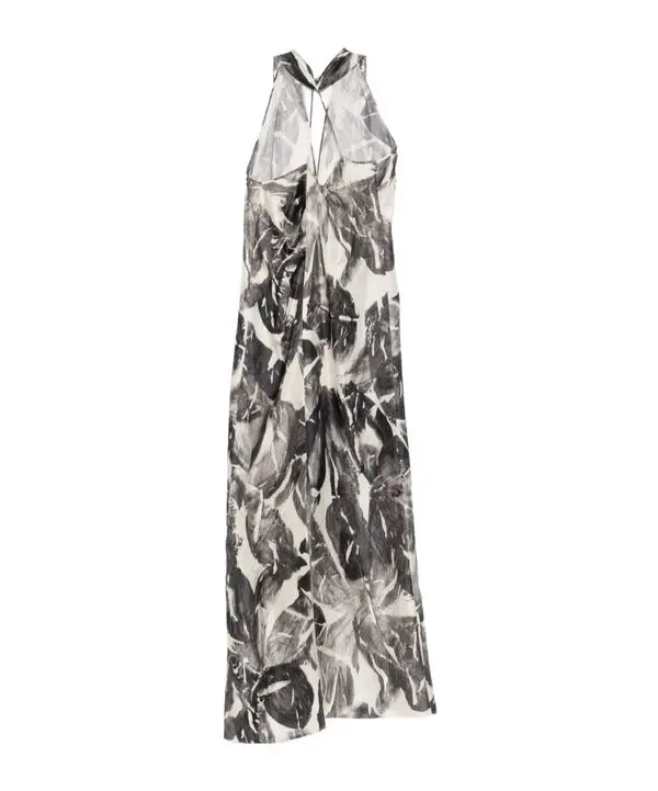 ALYSI V-neck Maxi Dress With Printed Detail - Gray