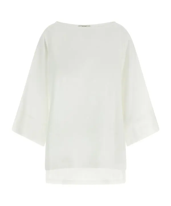 THE ROW Wide Sleeved Linen Blouse - White