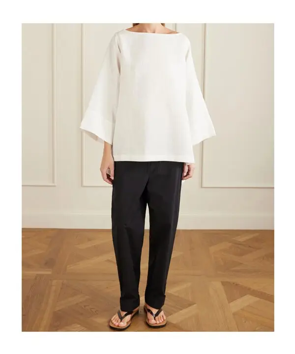 THE ROW Wide Sleeved Linen Blouse - White