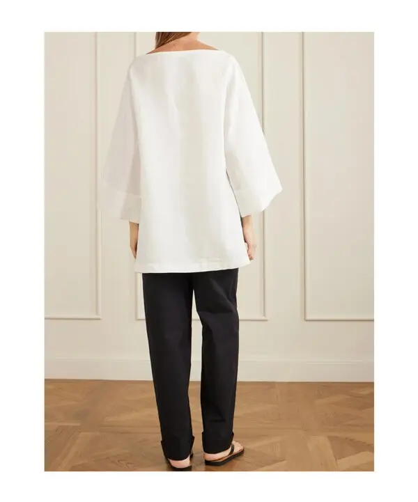 THE ROW Wide Sleeved Linen Blouse - White