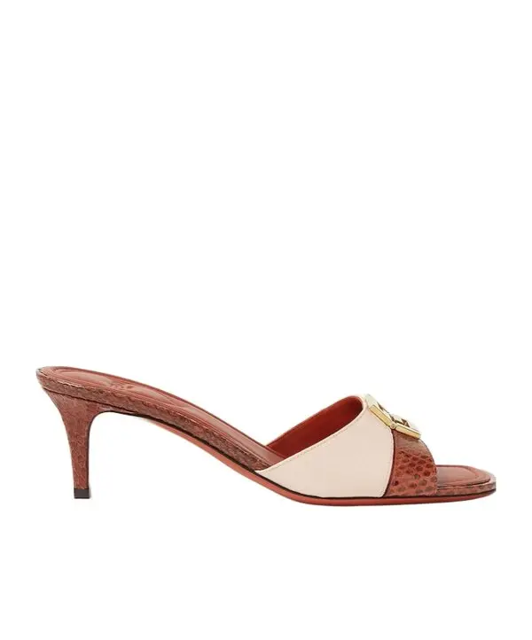 Fendi Ff Buckled Slip-on Heeled Sandals