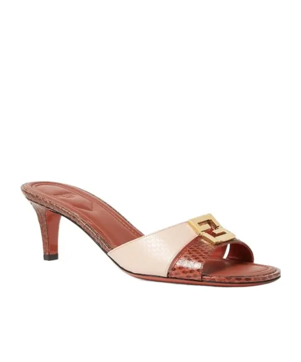 Fendi Ff Buckled Slip-on Heeled Sandals