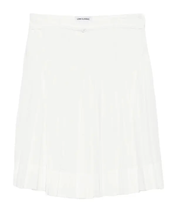 LOW CLASSIC Pleated Midi Skirt With Belt Loop - White