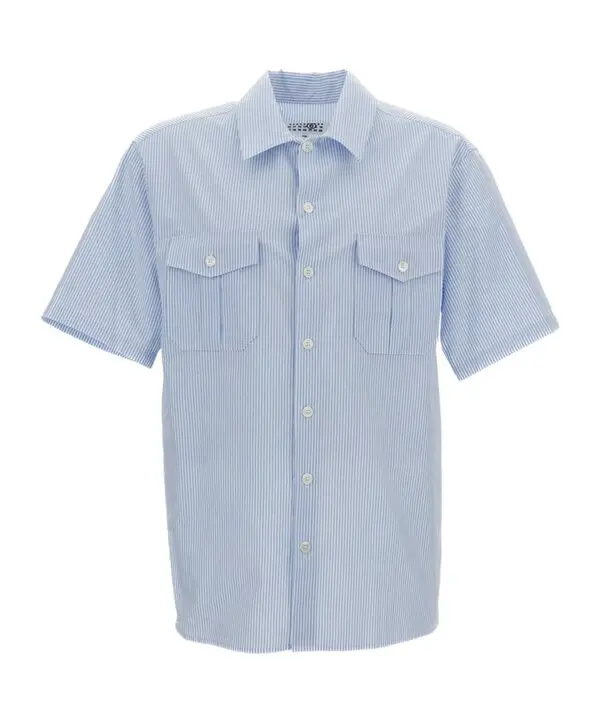 MAISON MARGIELA Striped Short-sleeved Shirt - Blue