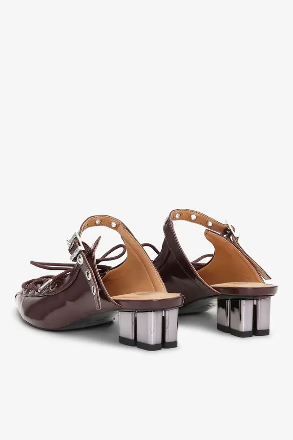 GANNI Oleatex Lace-up Mules With Silver-tone Hardware - Brown