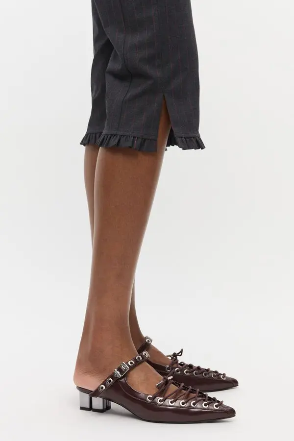 GANNI Oleatex Lace-up Mules With Silver-tone Hardware - Brown