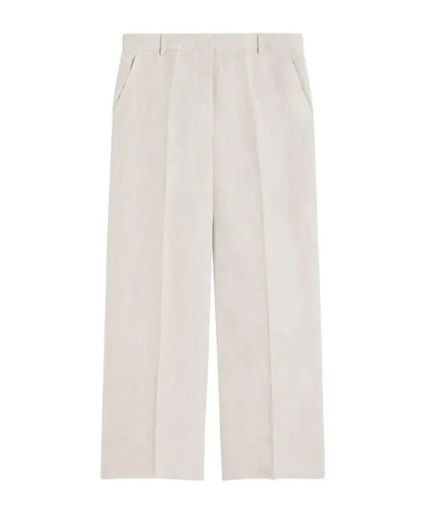 Max Mara Malizia Pressed Crease Wide Leg Pants - Beige