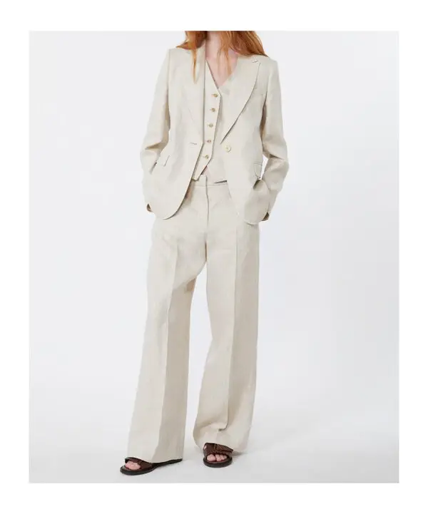 Max Mara Malizia Pressed Crease Wide Leg Pants - Beige