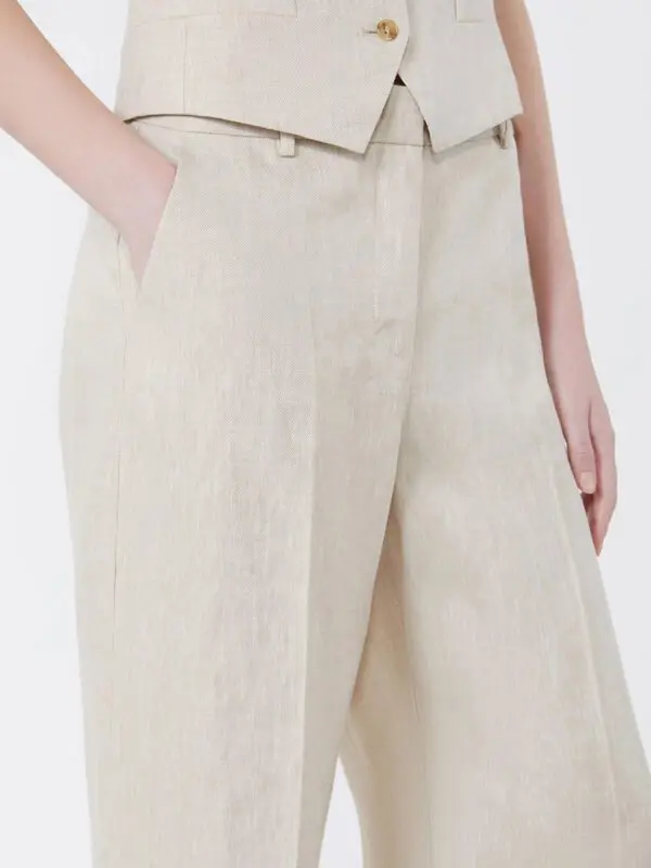 Max Mara Malizia Pressed Crease Wide Leg Pants - Beige