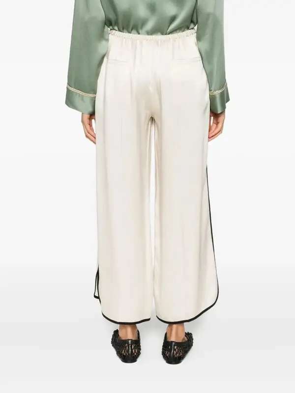 FORTE_FORTE Contrast-trim Wide-leg Trousers - White