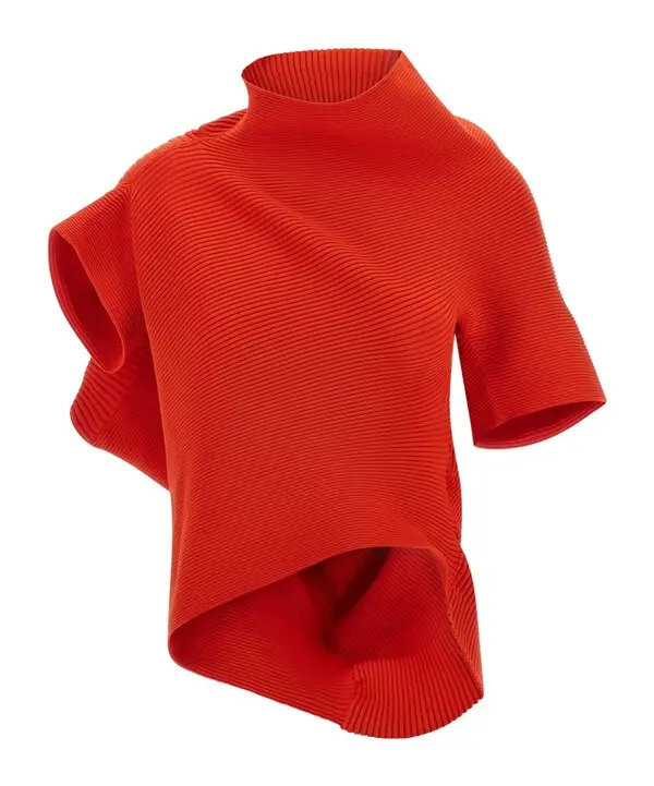 Issey Miyake Asymmetric Knitted Top - Red