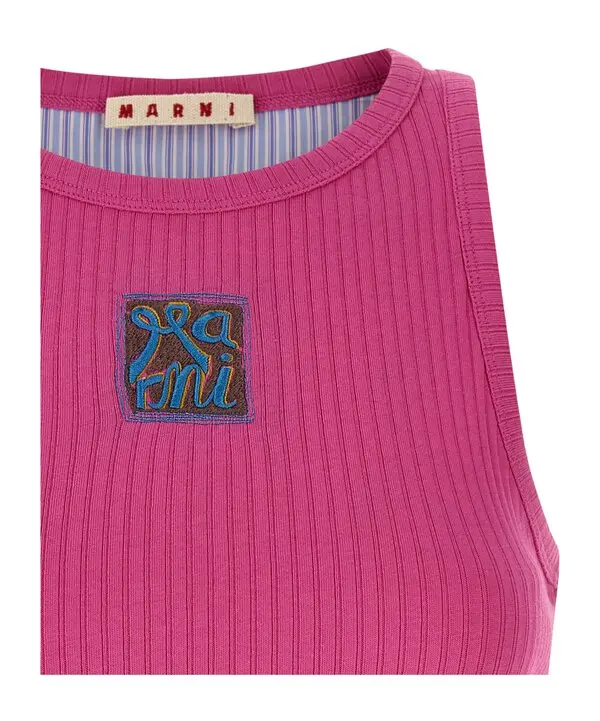Marni Logo Patch Ribbed Tank Top