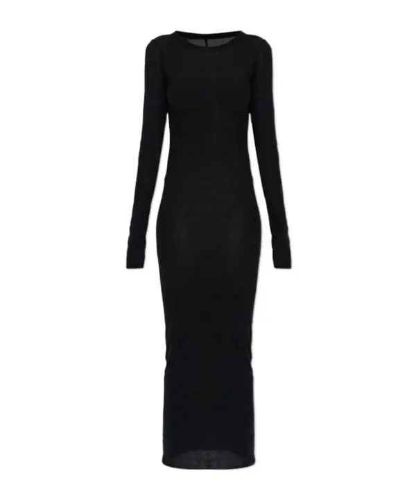 Rick Owens Long-sleeve Crewneck Midi Dress - Black