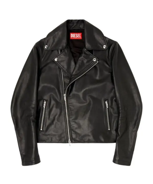 DIESEL® L-eo-wrd Asymmetrical Leather Biker Jacket - Black