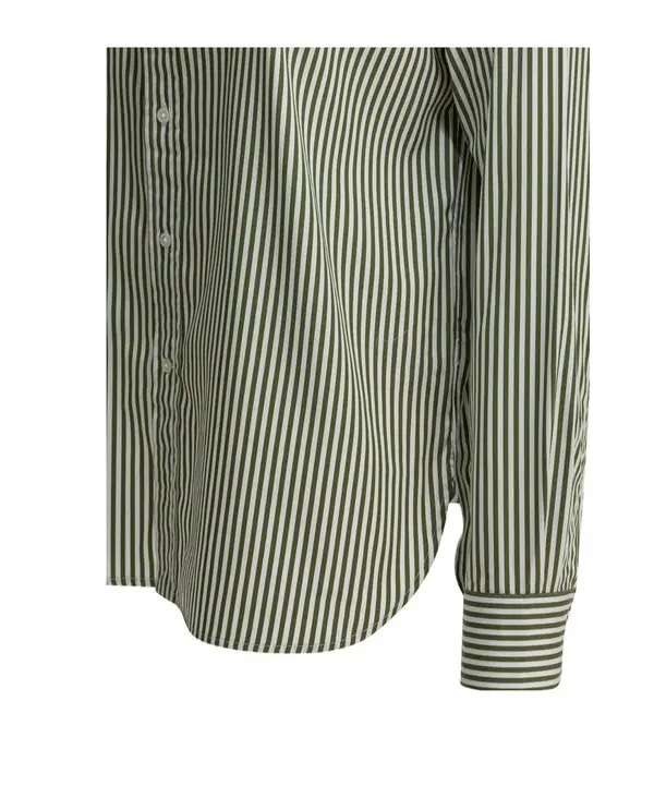 Polo Ralph Lauren Striped Collared Shirt With Embroidered Details - Gray