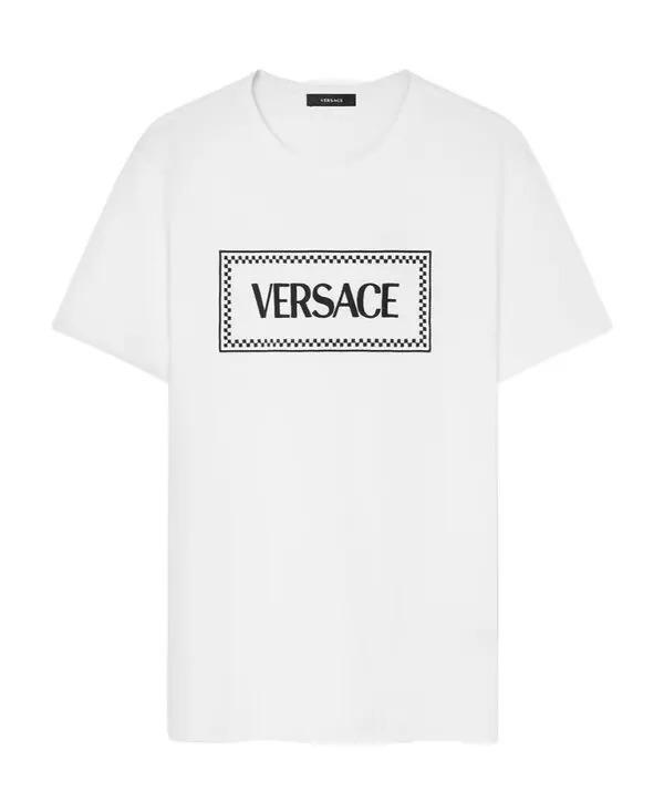 Versace Logo Embroidered Crewneck T-shirt - White