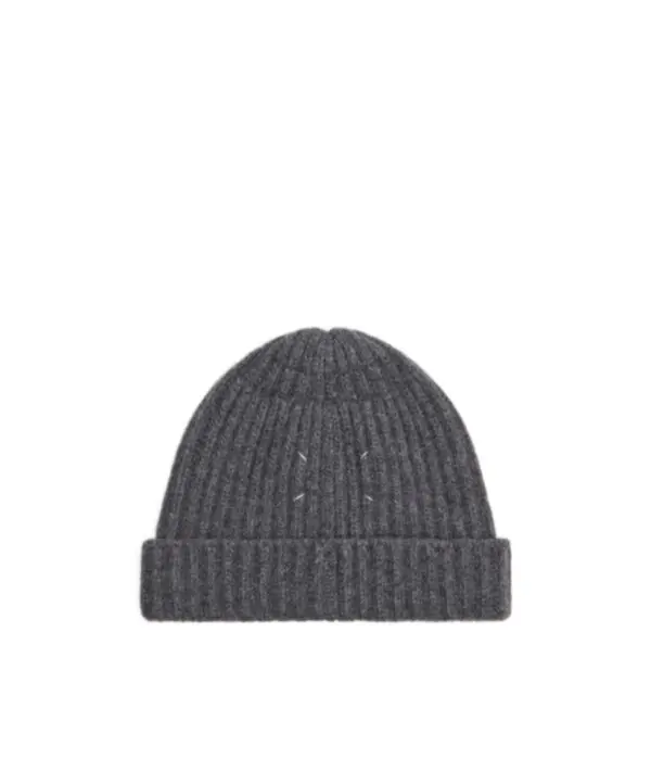 MAISON MARGIELA Ribbed Knit Beanie - Dark Gray