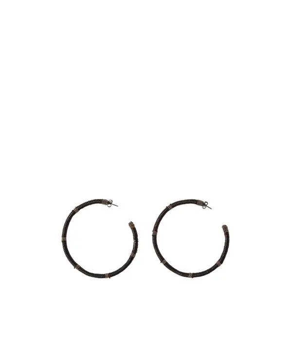 Brunello Cucinelli Monili Embellished Hoop Earrings - Brown
