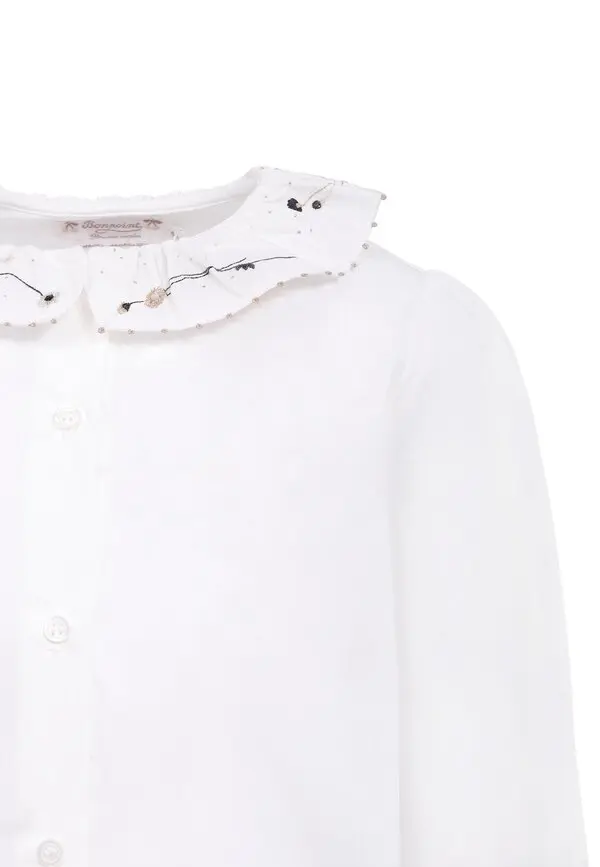 Bonpoint Jora Long-sleeved Ruffled Collar Shirt