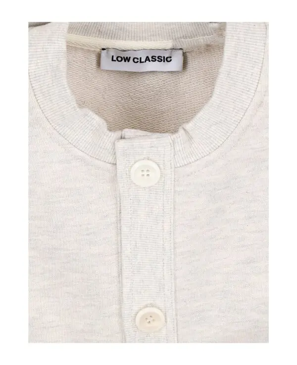 LOW CLASSIC Round Neck Button-up Sweater - Light Grey