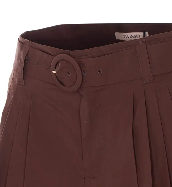 TWINSET Embroidered Belted Shorts