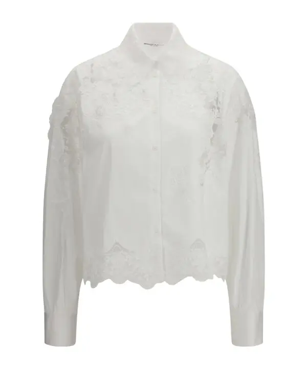 Ermanno Scervino Embroidered Lace Hem Shirt - White