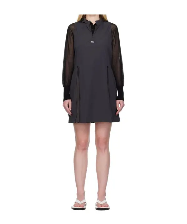 AMOMENTO Nylon Hooded Dress - Charcoal