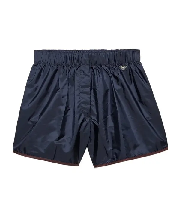 Prada Elasticated Waistband Shorts With Triangle Logo - Blue