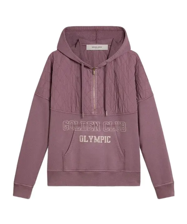 GOLDEN GOOSE Logo Printed Half-zip Hoodie - Multicolor