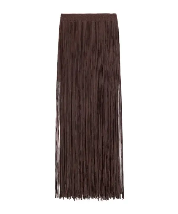 ALYSI Maxi Skirt With Fringe Detail