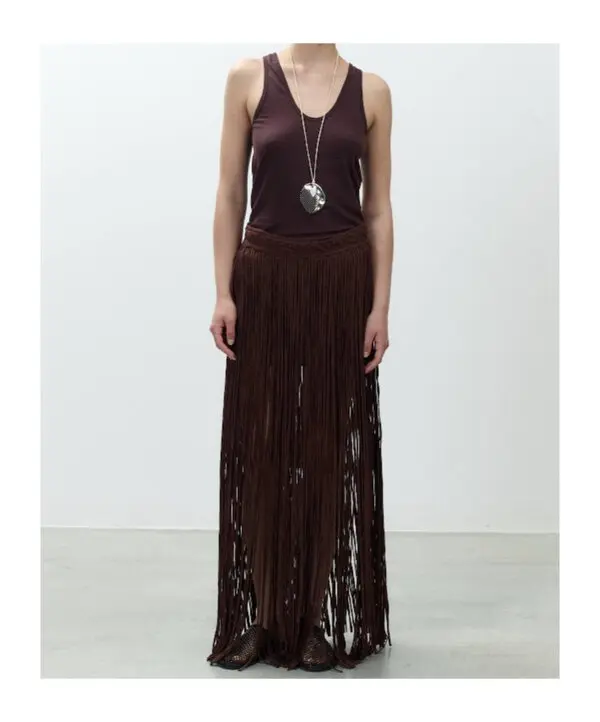 ALYSI Maxi Skirt With Fringe Detail