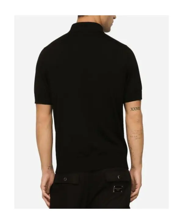 Dolce & Gabbana Dolce Gabbana Logo-plaque Short-sleeved Polo Shirt - Black
