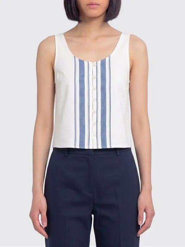 LOW CLASSIC Striped Button-front Sleeveless Top - No