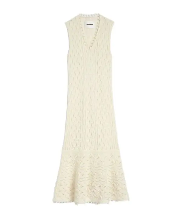 JIL SANDER V-neck Sleeveless Knitted Maxi Dress